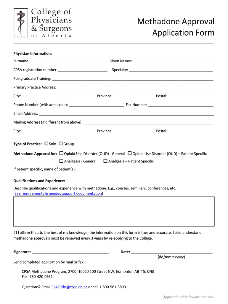 Fillable Online Approval Application Form - CPSA Fax Email Print ...