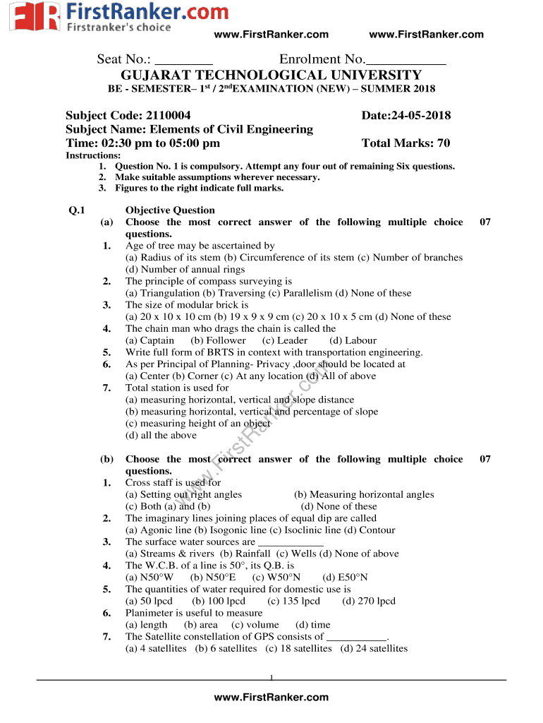 Fillable Online Seat No.: Enrolment No. GUJARAT TECHNOLOGICAL UNIVERSITY ... Fax Email Print ...