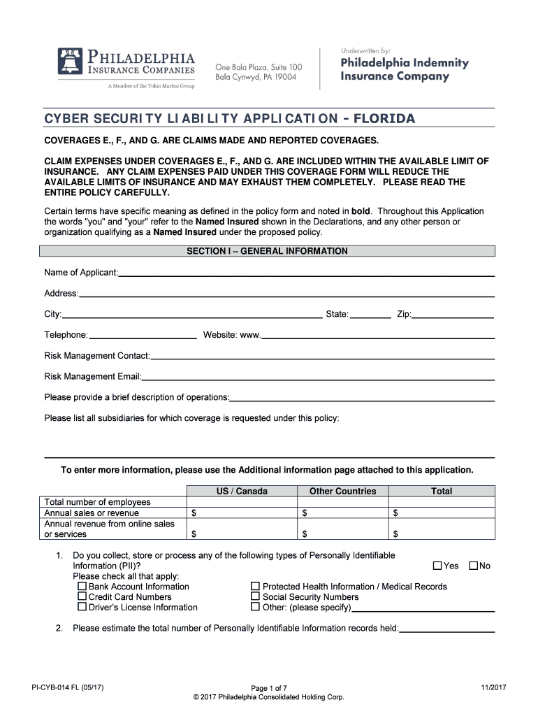 Fillable Online Fillable Online cyber security liability renewal ...