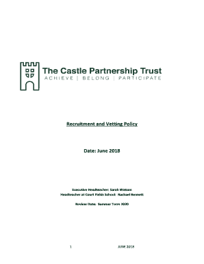 Fillable Online Recruitment and Vetting Policy Fax Email Print - pdfFiller