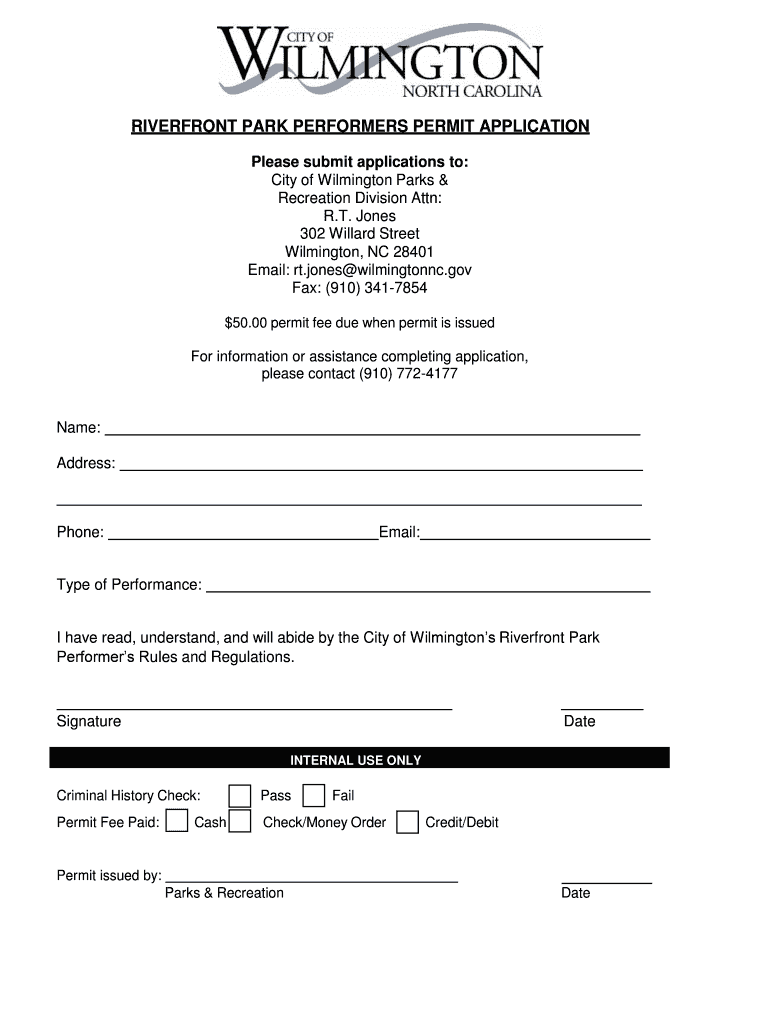 Fillable Online riverfront park performers permit application - City of ...