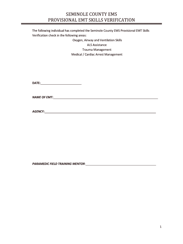 Fillable Online Verification of EMT Skills edited final.docx Fax Email ...