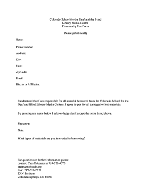 Fillable Online Library Materials Consent Form Fax Email Print - pdfFiller