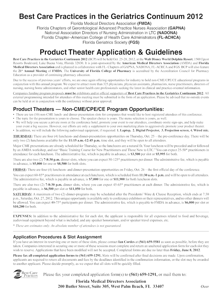 Fillable Online Product Theater Application & Guidelines Fax Email ...