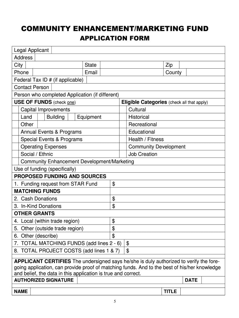 Fillable Online Fillable Online Star Fund Community Enhancement Form ...