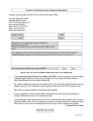 Fillable Online MSU RO: Readmission Procedure - Michigan State ...