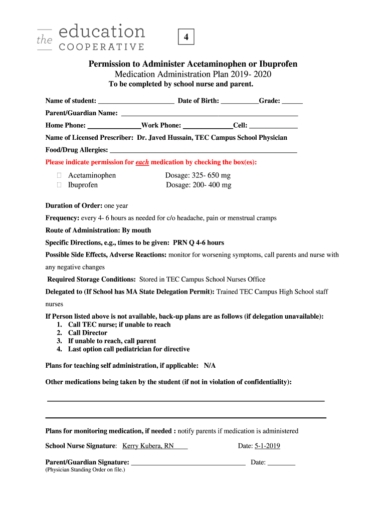 Fillable Online Permission to Administer Acetaminophen or Ibuprofen ... Fax Email Print - pdfFiller