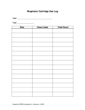 Fillable Online oeh cals cornell Respirator Cartridge Use Log Fax Email ...