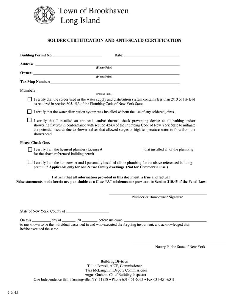 Fillable Online Fillable Online brookhaven Town of Brookhaven Long ...