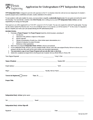Fillable Online Application for Undergraduate CPT Independent Study Fax ...