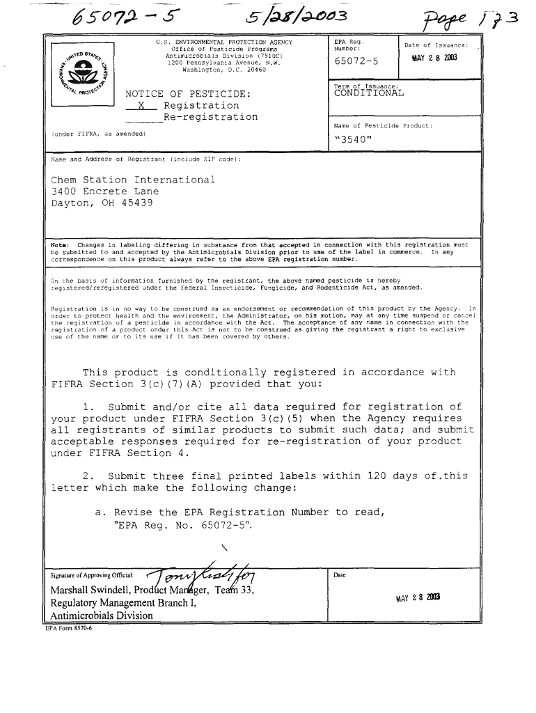 Fillable Online U.S. EPA, Pesticide Product Label, 3540, 05/28/2003 ...