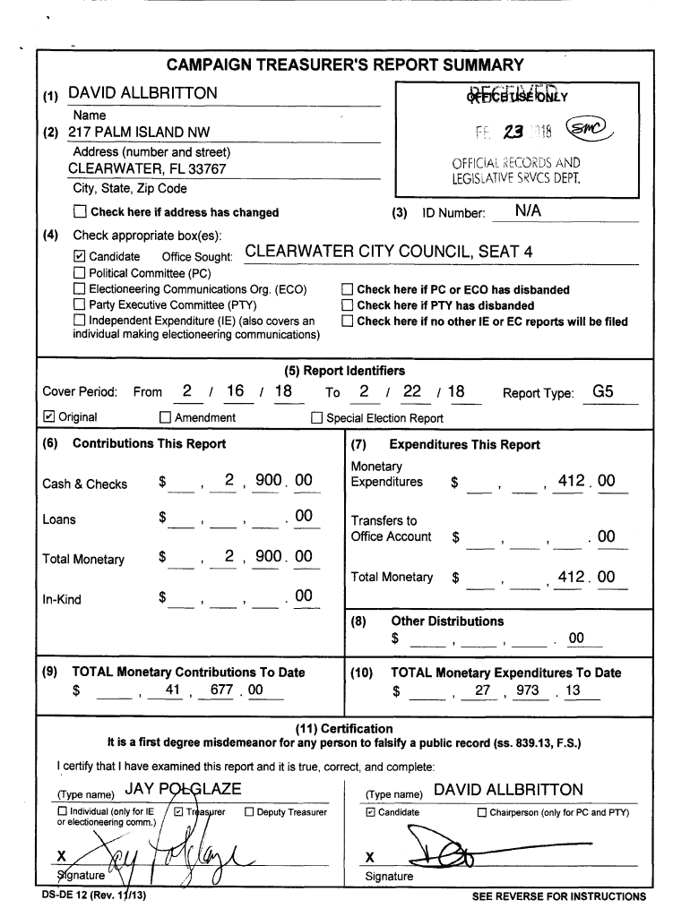 Fillable Online Office Sought: Clearwater City - City of Clearwater Fax Email Print - pdfFiller