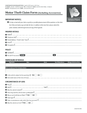 Fillable Online k orient motor theft claim form Fax Email Print - pdfFiller