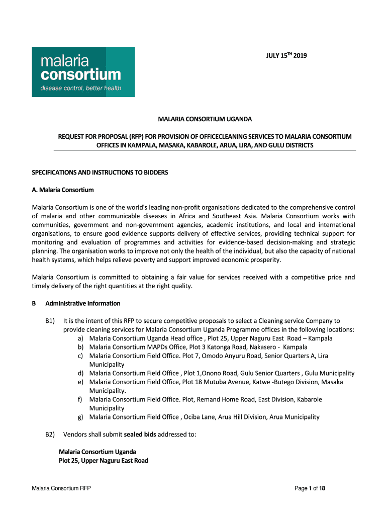 Fillable Online RFP Request for Proposal Sample - Malaria Consortium Fax Email Print - pdfFiller