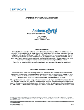 Fillable Online Anthem Silver Pathway X HMO 2500 Fax Email Print ...