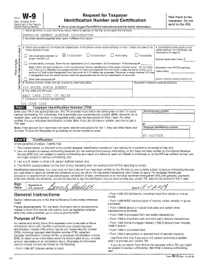 Fillable Online Fillable Online Form W-9 (Rev. October 2018 ...