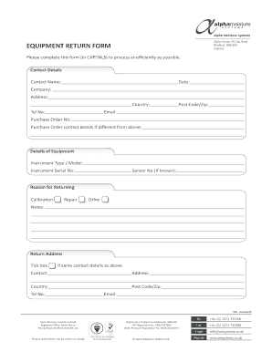 Fillable Online equipment return form - Alpha Moisture Systems Fax ...