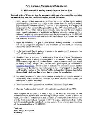 Fillable Online ACH (Automatic Clearing House) Payment Instructions Fax ...