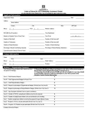 Fillable Online Letter of Intent for JLI Community Assistance Grants ...