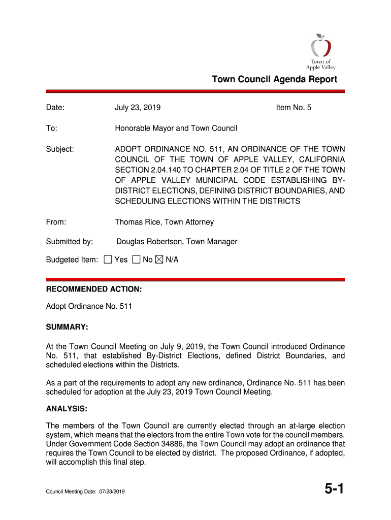 Fillable Online Adoption of Ordinance 511 Fax Email Print - pdfFiller