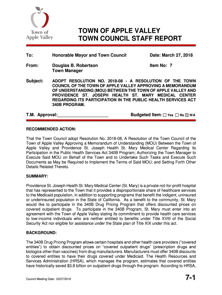 Fillable Online Apple Valley Town Council hires Doug Robertson as new ...