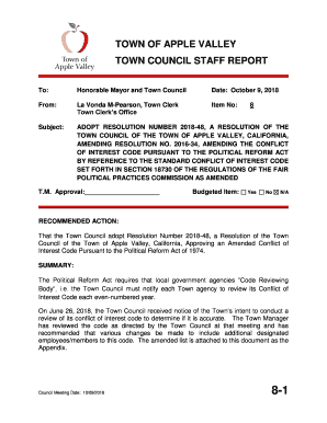 Fillable Online TOWN OF APPLE VALLEY TOWN COUNCIL and APPLE VALLEY ...
