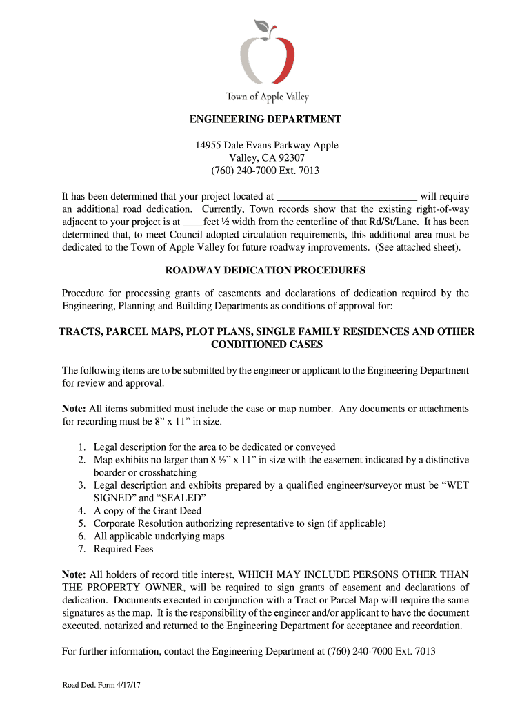 Fillable Online Road Right of Way Dedication Instructions.doc Fax Email ...