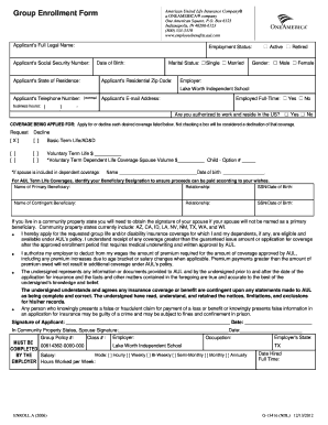 Fillable Online Fillable Online AUL LifeADD Insurance Enrollment Form ...