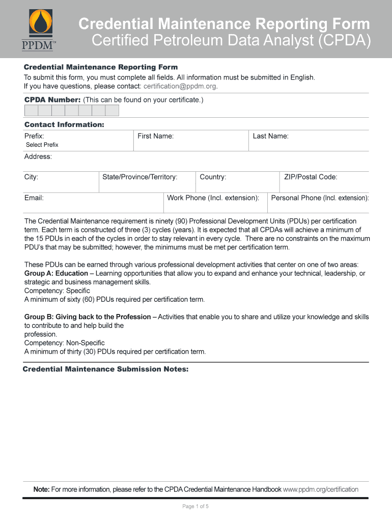 Fillable Online g Form (CPDA) Credential Maintenance Reporting Form ... Fax Email Print - pdfFiller