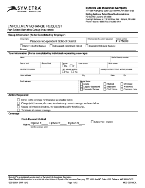 Fillable Online ENROLLMENT/CHANGE REQUEST Benefits Group Insurance Fax ...