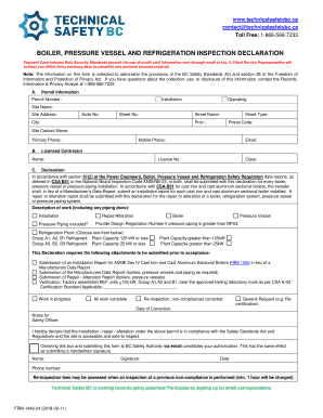 Fillable Online TECHNICAL SAFETY BC FEE SCHEDULE: BOILERS and PRESSURE ... Fax Email Print ...