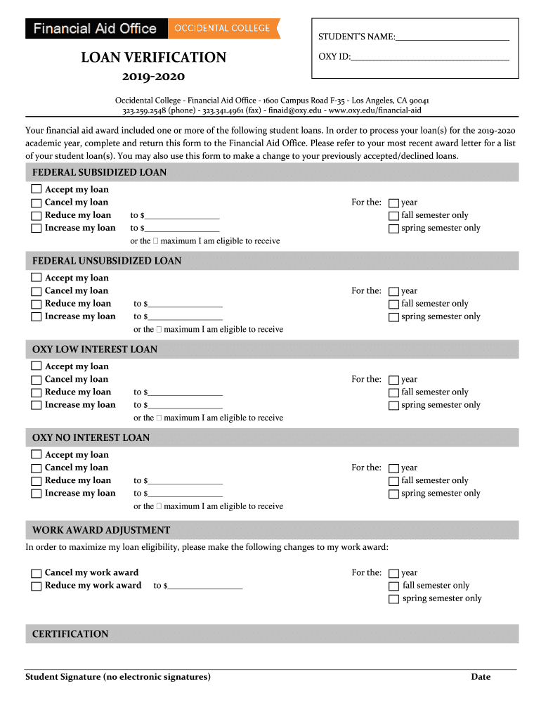 Fillable Online LOAN VERIFICATION Fax Email Print - pdfFiller