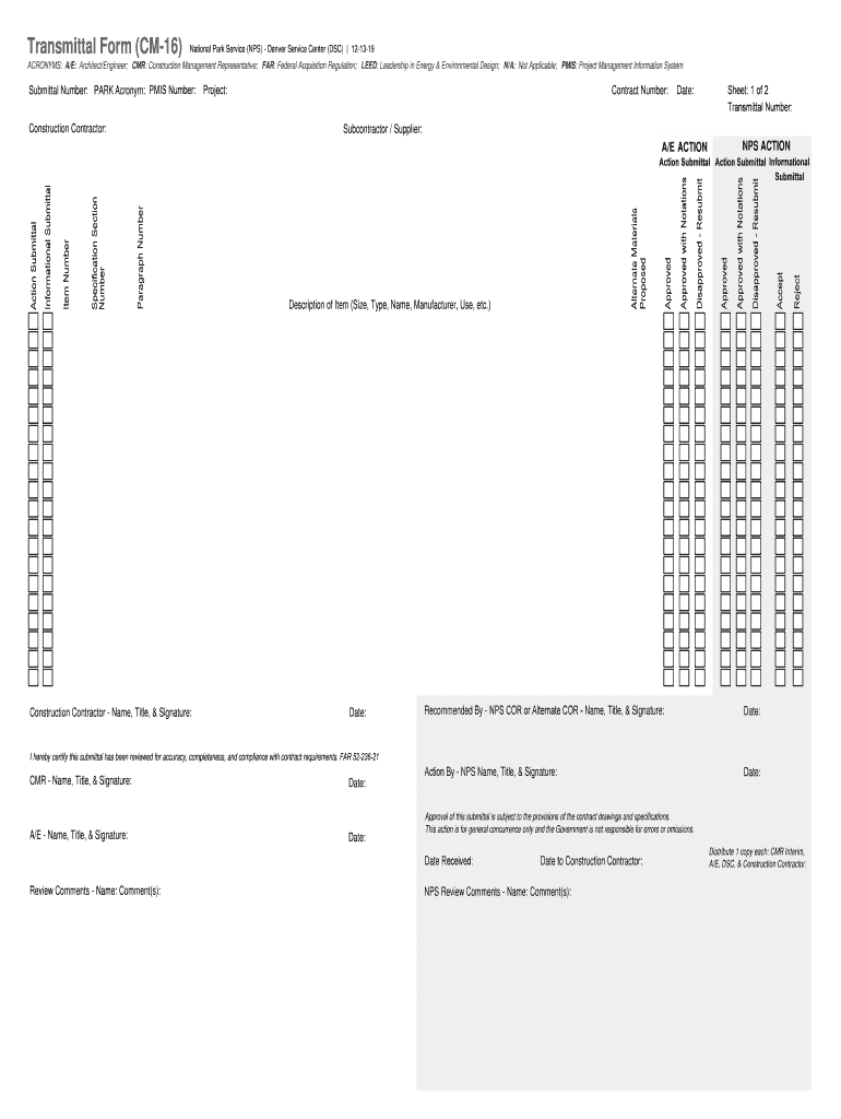 Fillable Online Transmittal Form (CM-16) Fax Email Print - pdfFiller