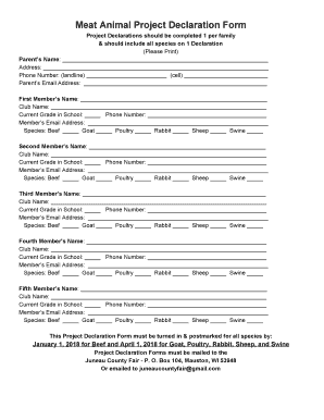 Fillable Online Meat Animal Project Declaration Form Fax Email Print ...