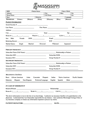 Fillable Online PATIENT INFORMATION MRN: Date - Blue Ridge Pediatric ...