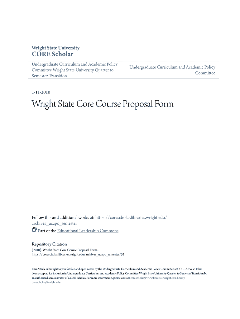 Fillable Online Wright State Core Course Proposal Form Fax Email Print ...