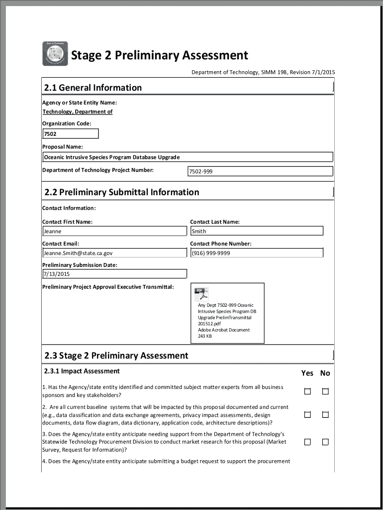 Fillable Online preliminary assessment example Fax Email Print - pdfFiller