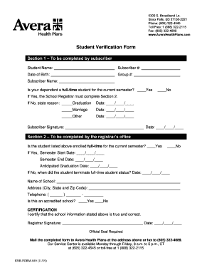 Fillable Online Change Form for Individual Health Insurance - Avera ...