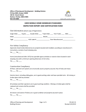 Fillable Online Used Mobile Home Minimum Standards Inspection Report ...