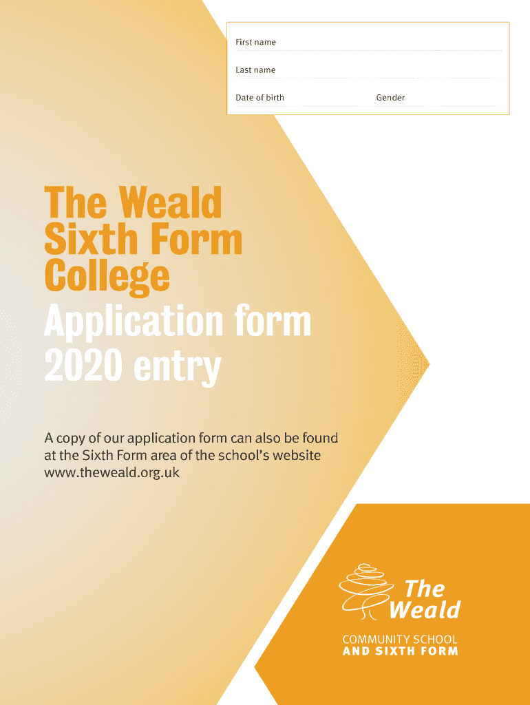 Fillable Online Sixth Form Application Form 2019-20 PDF File - The ...