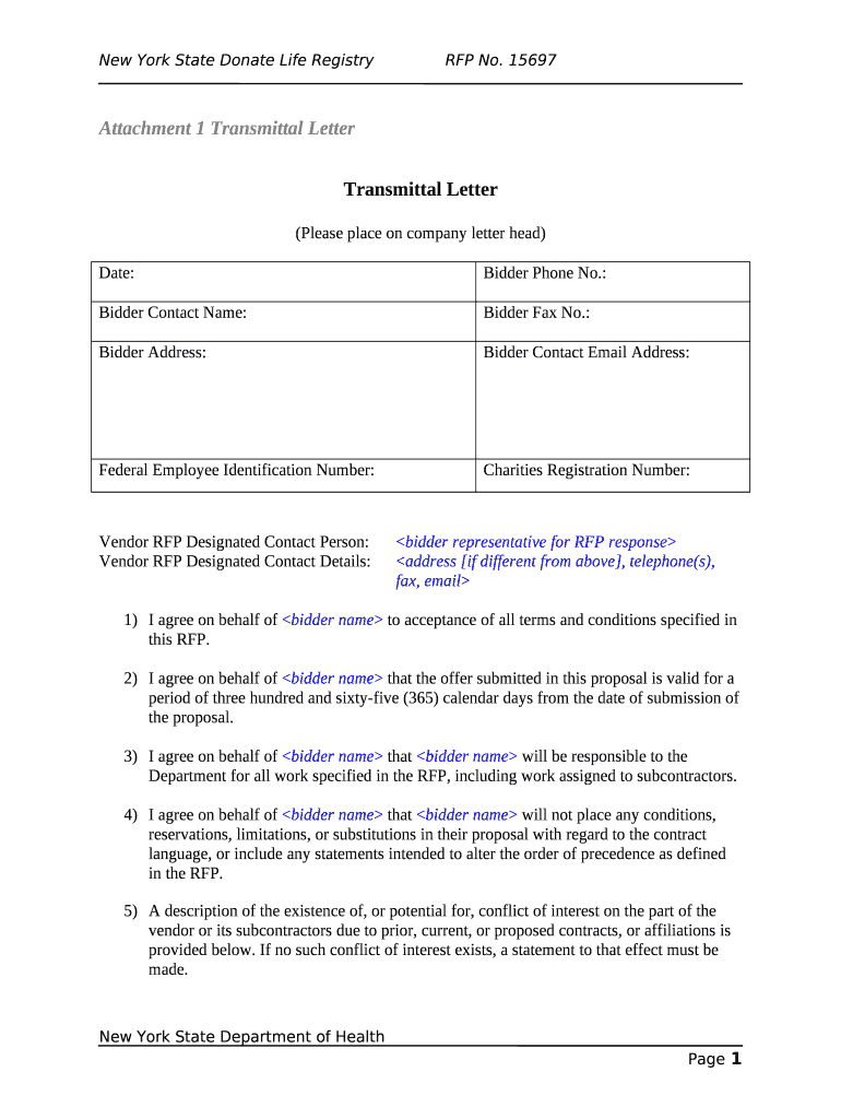 Attachment 1 Transmittal Letter Doc Template | pdfFiller