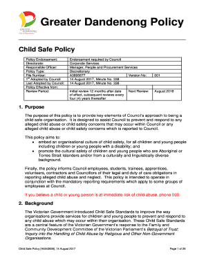 Fillable Online Child Safe Policy - City of Greater Dandenong Fax Email ...