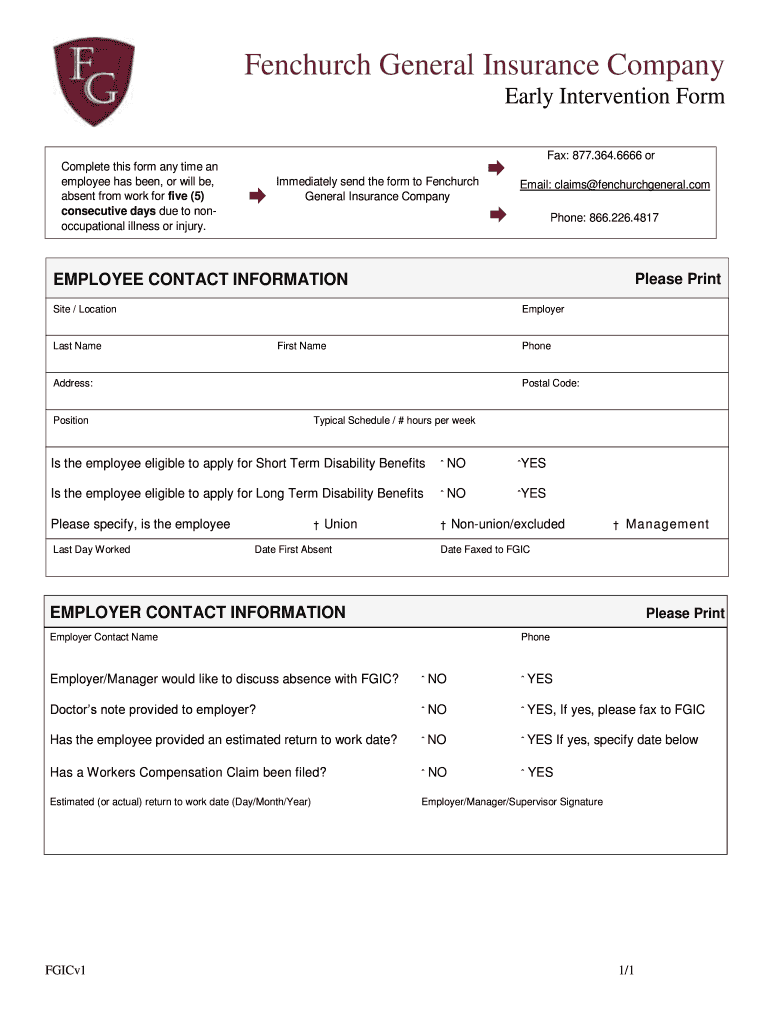 Fillable Online Early Intervention Form Fax Email Print - pdfFiller