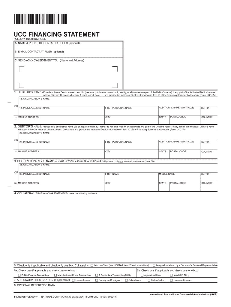 Fillable Online sos idaho Instructions for UCC Financing Statement - State of California Fax ...
