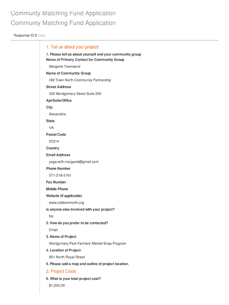 Fillable Online Communty Matching Fund Application - AlexandriaVA.Gov ...