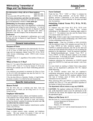 Fillable Online DOR Form A 1-QRT Arizona Quarterly Withholding Tax ...