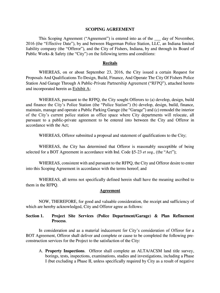 Fillable Online SCOPING AGREEMENT This Scoping Agreement - City of ...