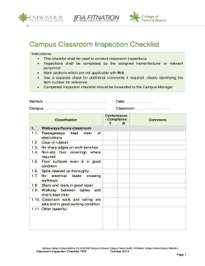 Fillable Online Campus Classroom Inspection Checklist Fax Email Print ...