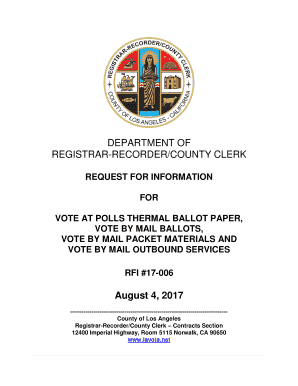 Fillable Online DEPARTMENT OF REGISTRAR-RECORDER/COUNTY CLERK Fax Email Print - pdfFiller
