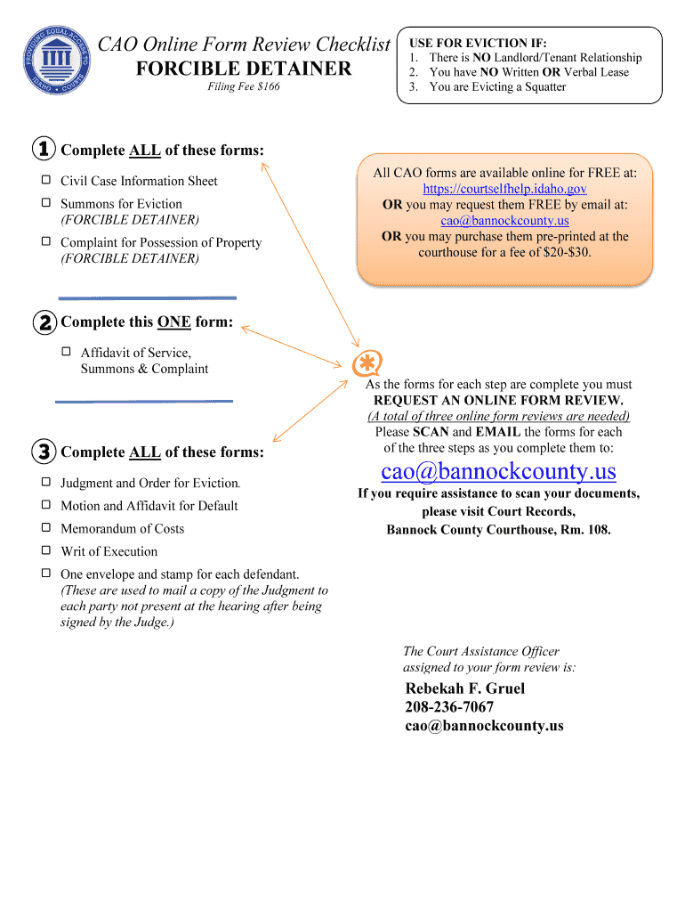 Fillable Online Simple Instructions FORCIBLE DETAINER PACKETS Fax Email ...